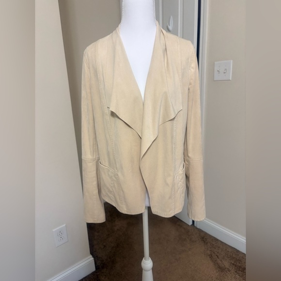 Max Studio | Jackets & Coats | Max Studio Tan Openfront Suede Draped ...